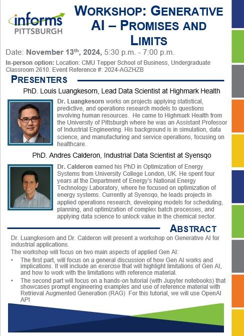 Pittsburgh INFORMS Chapter - Gen AI Workshop and Award | INFORMS Open Forum