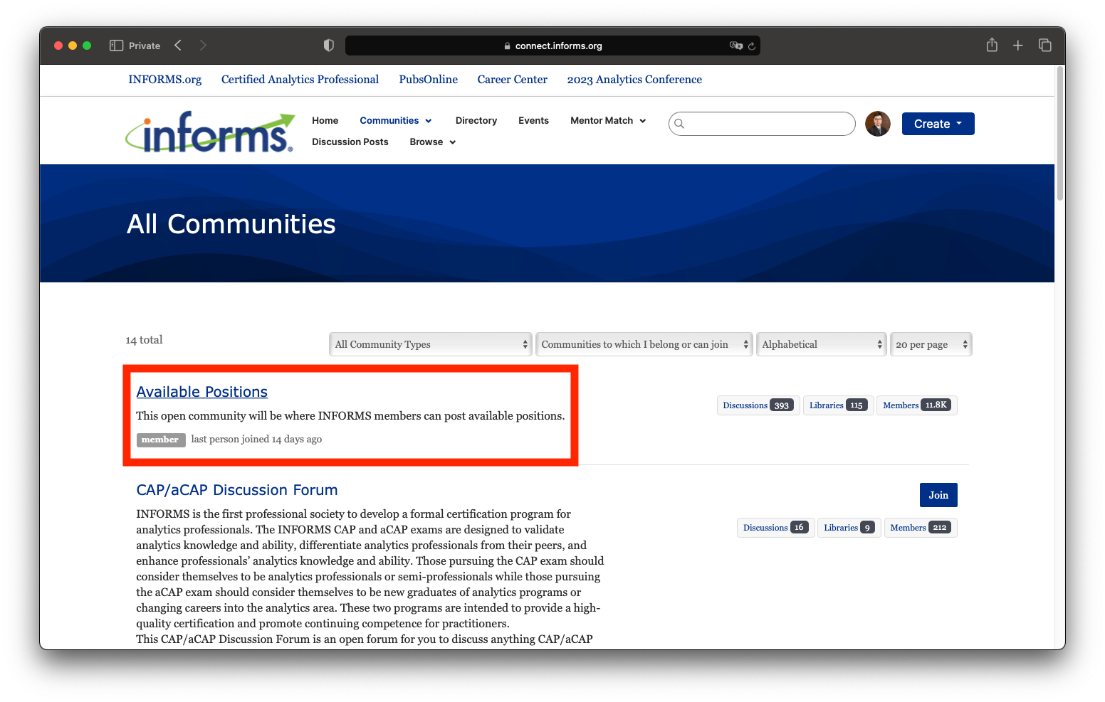 Where are job postings? | INFORMS Open Forum