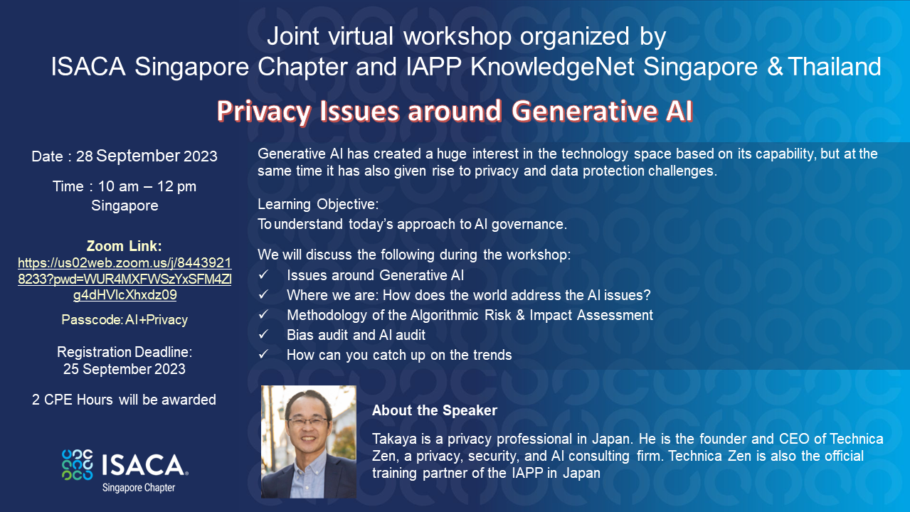 Joint Virtual Workshop in September 2023 - Singapore Chapter