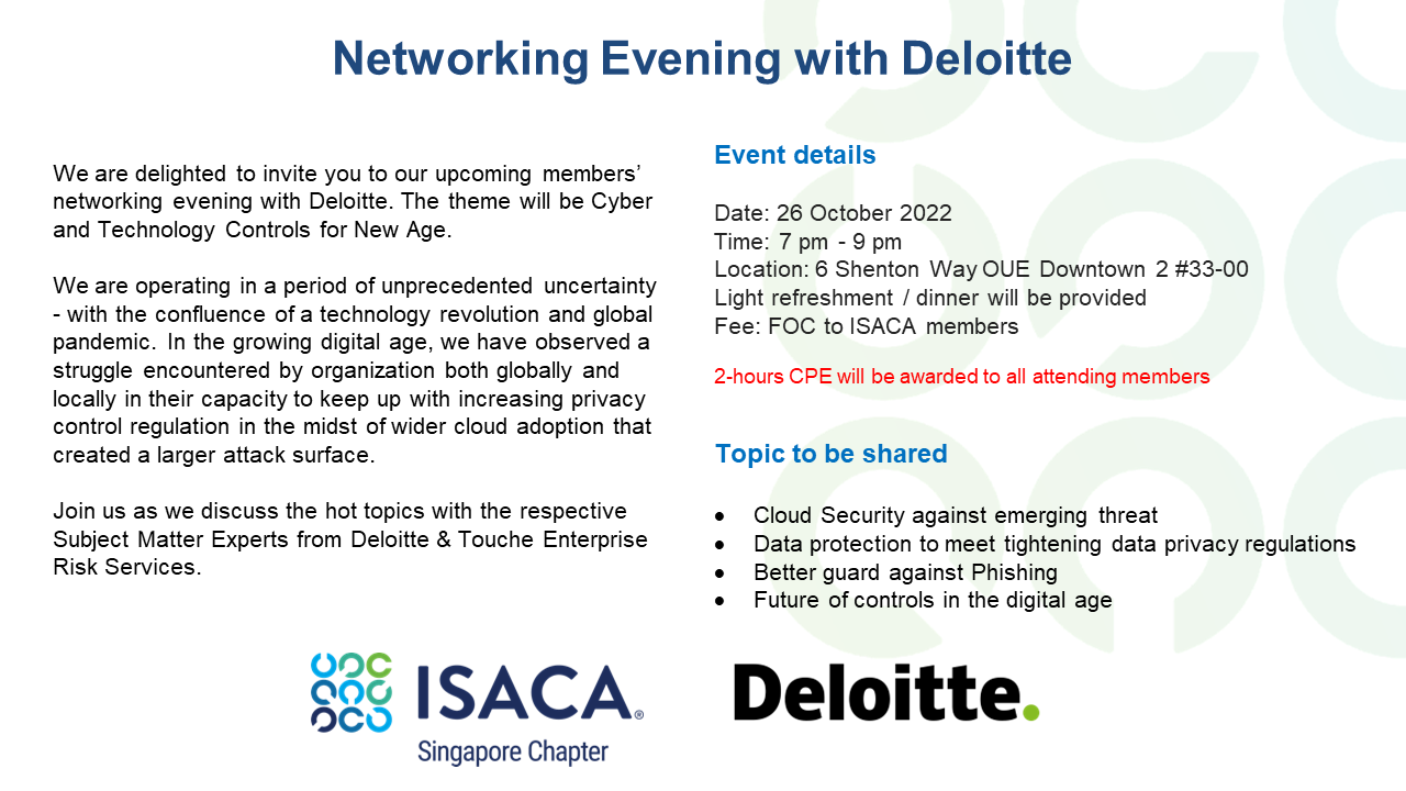 Members Networking Evening with Deloitte - Singapore Chapter