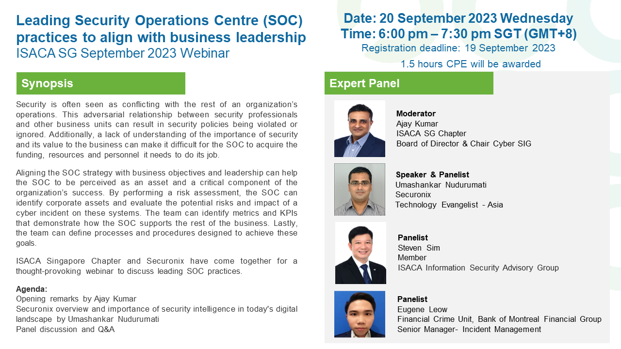 ISACA SG Monthly Webinar (20 September 2023) - Singapore Chapter