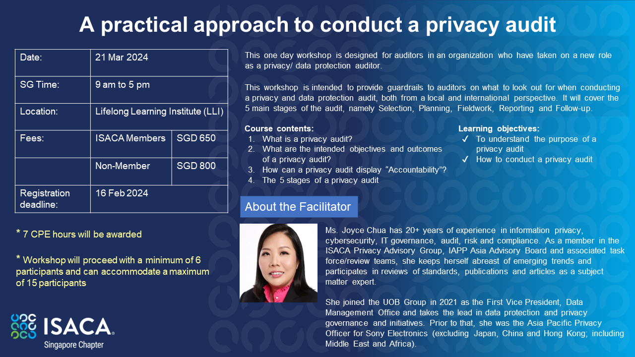A practical approach to conduct a privacy audit Workshop - Singapore ...