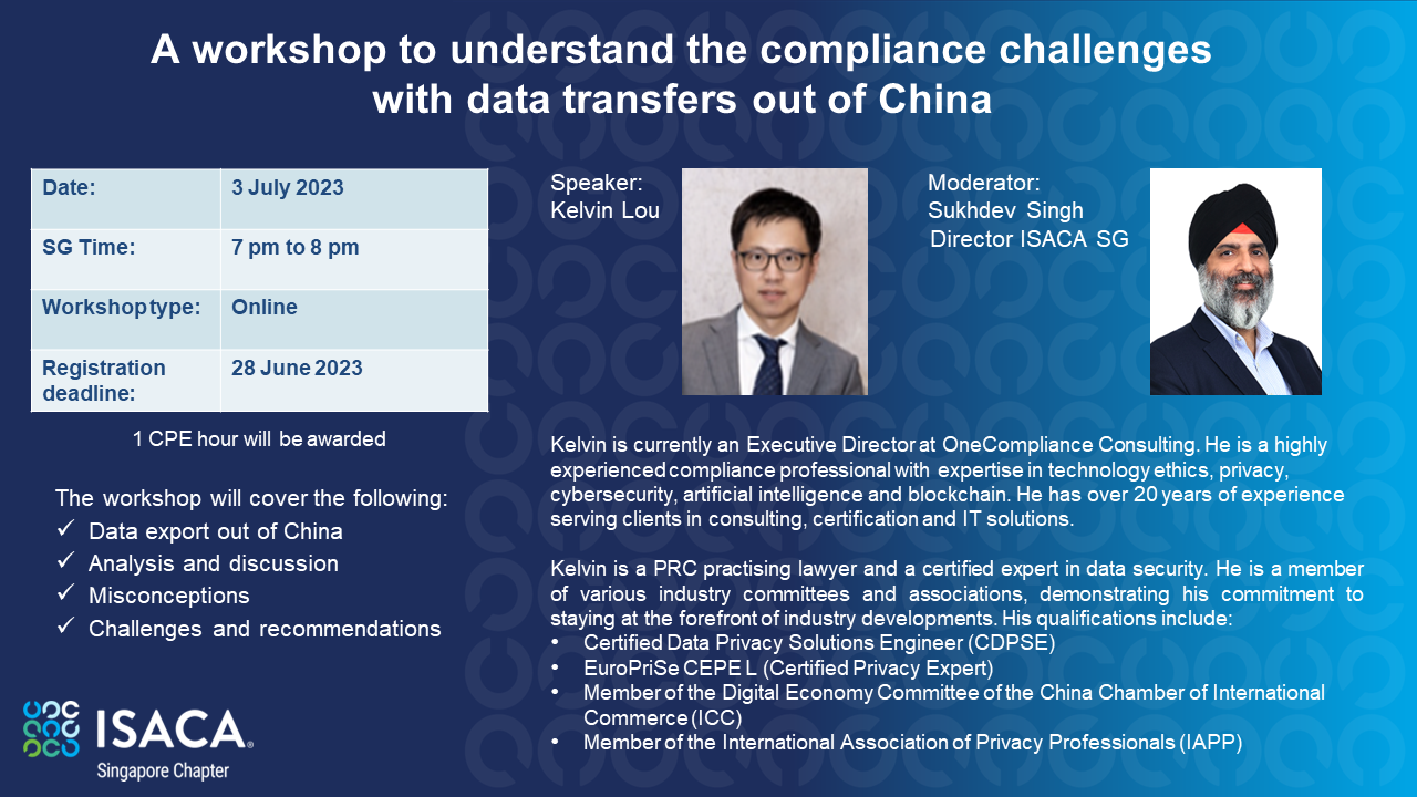 ISACA SG July 2023 Virtual Workshop - Singapore Chapter