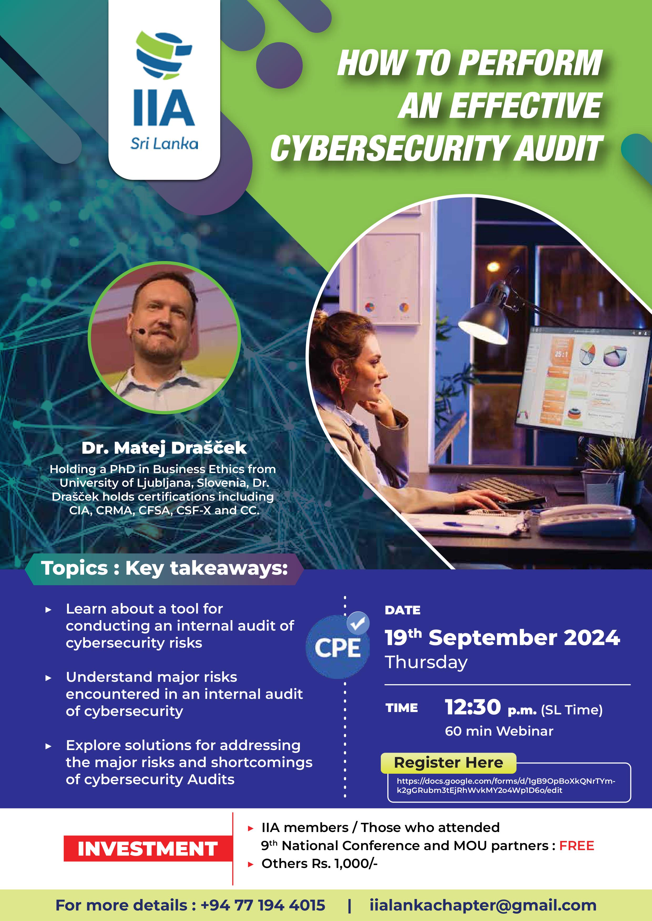 How to perform effective Cybersecurity Audit - Sri Lanka Chapter