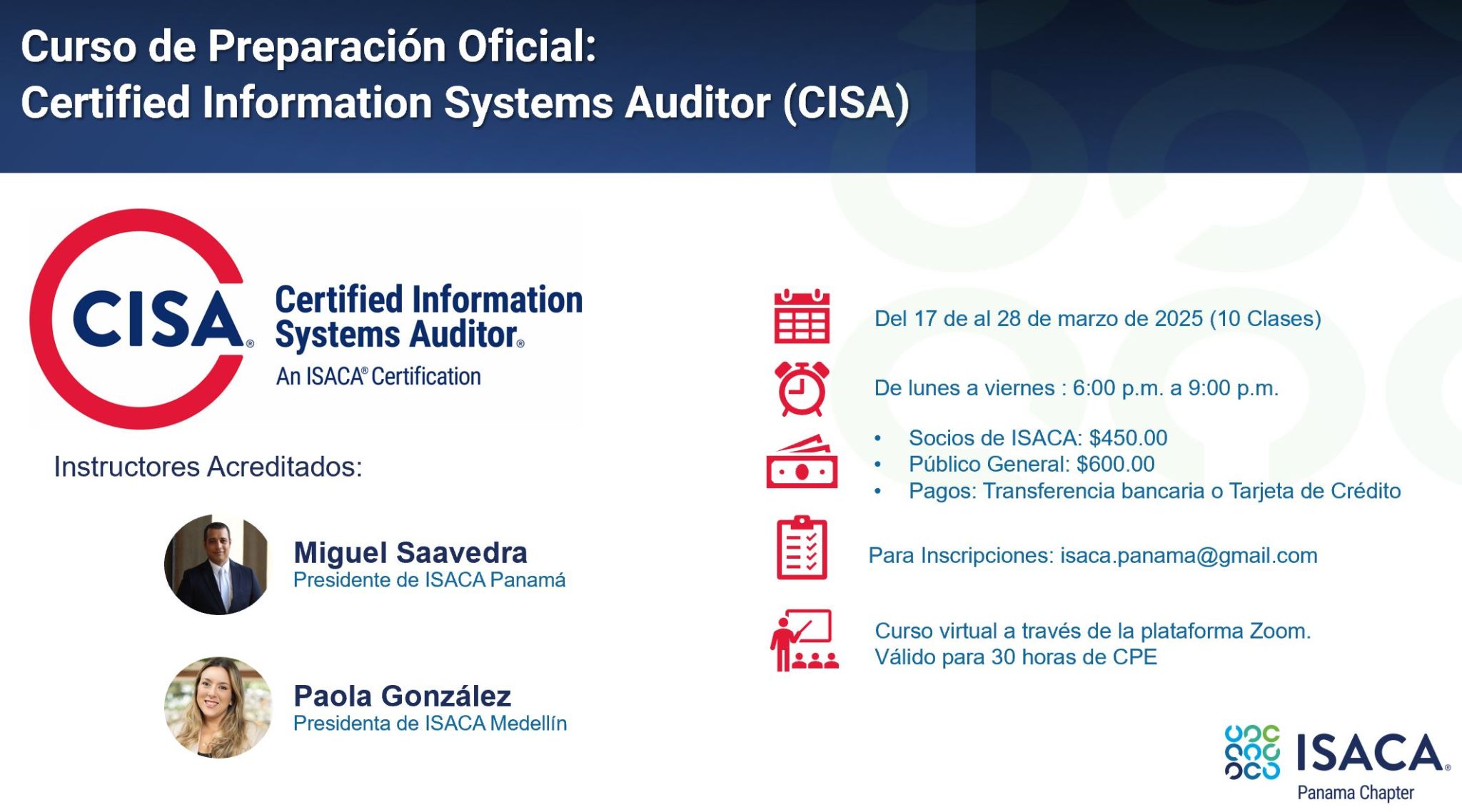 CISA - Curso Oficial ISACA Panamá - Panama Chapter