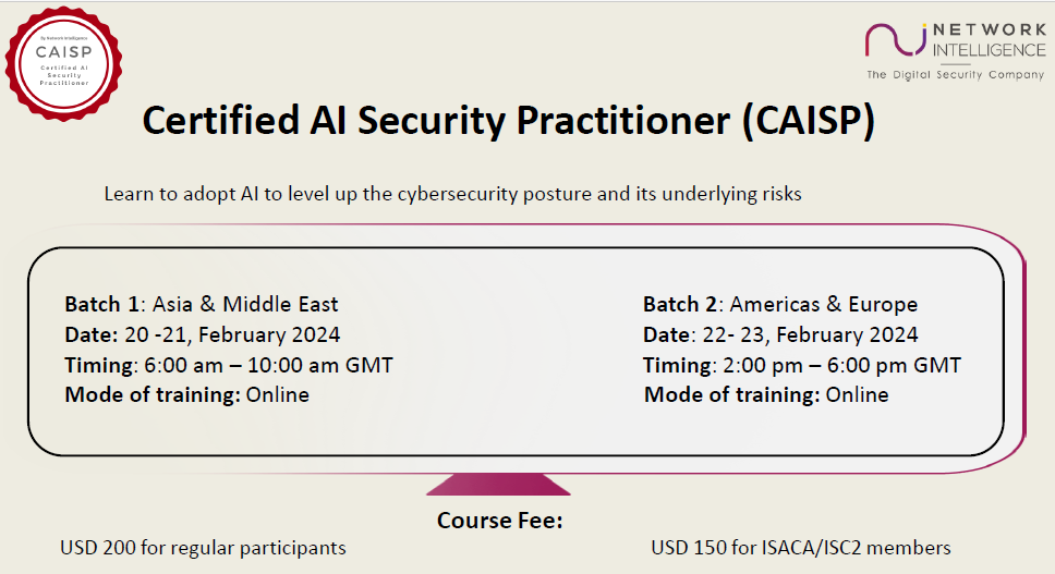 Chapter Member Discount on Certified AI Security Practitioner (CAISP) Training by NII - Riyadh ...