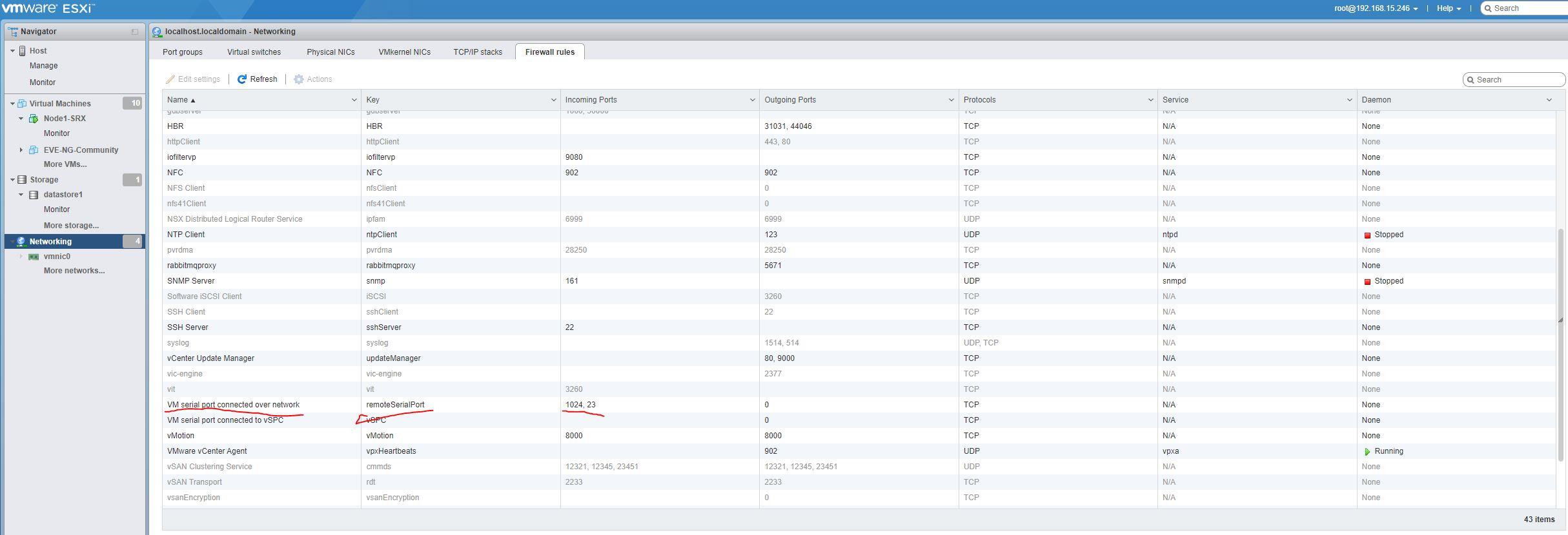 vSRX Hosted on ESXI remote serial issues via network | SRX