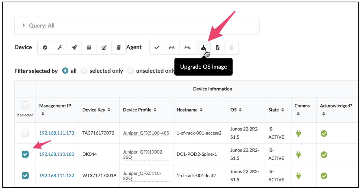 Upgrading Device Operating Systems with Apstra