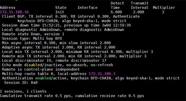 random BFD sessions stuck in the Init or Down state | Switching