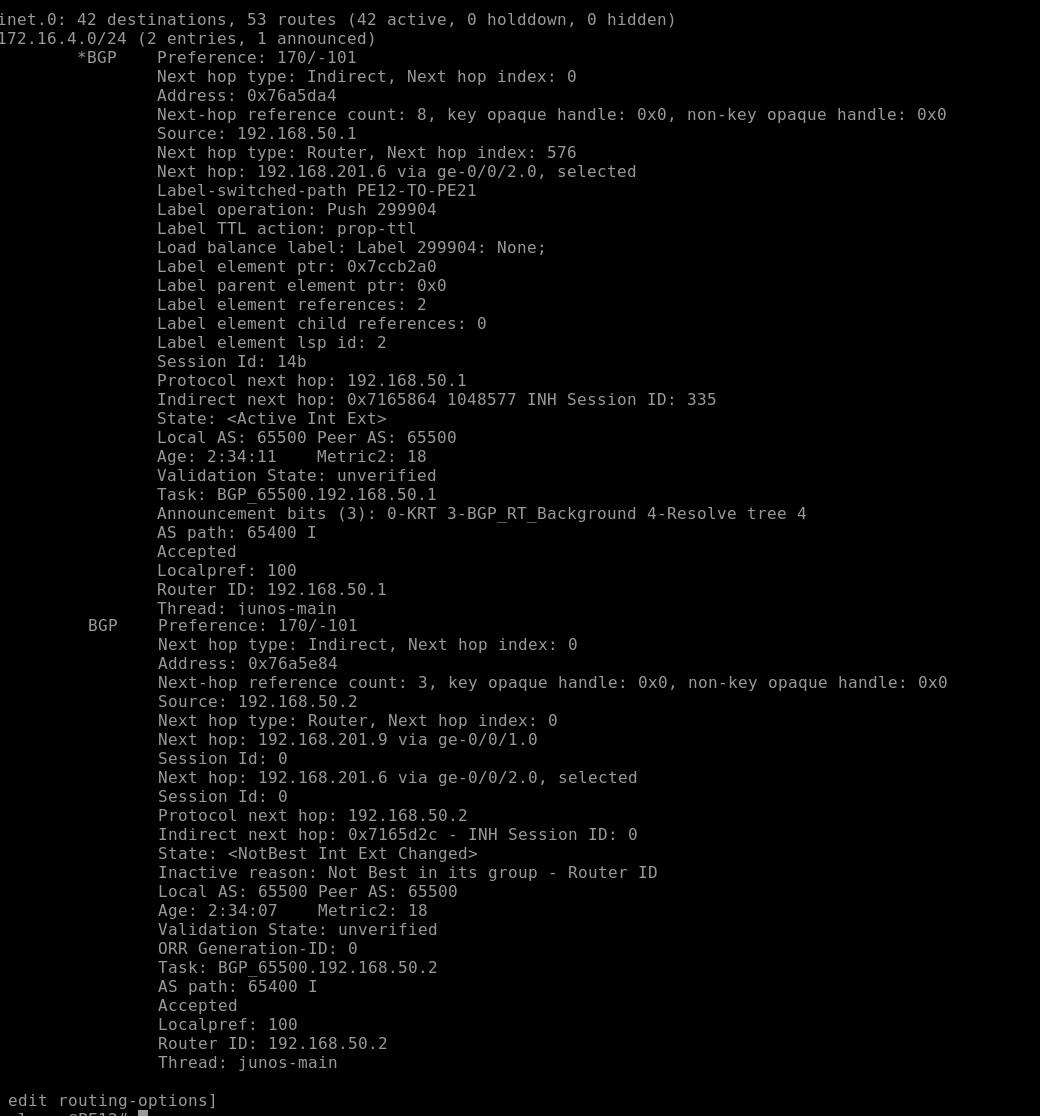 Weight value is not appearing in "show route IP_ADDRESS detail" command ...