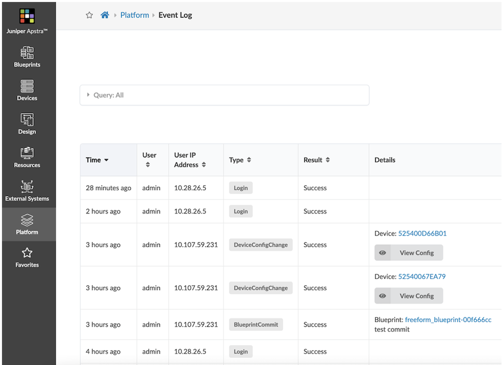 Creating Audit Trails with the Apstra Event Log