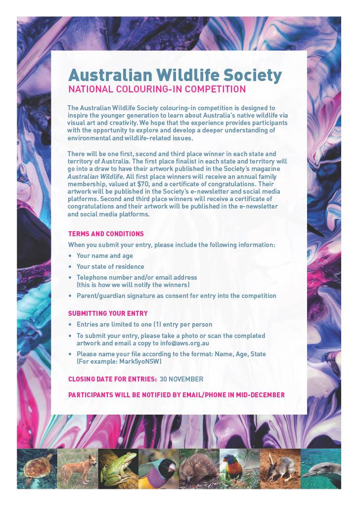 Australian Wildlife Society National Colouring-In Competition | National