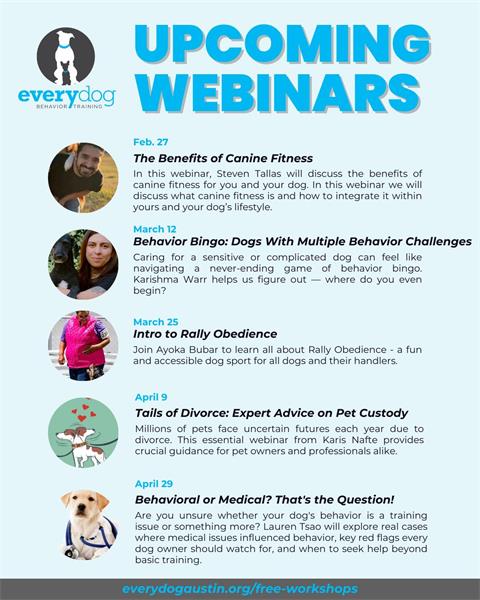 FREE upcoming behavior webinars! | Animal Welfare Professionals