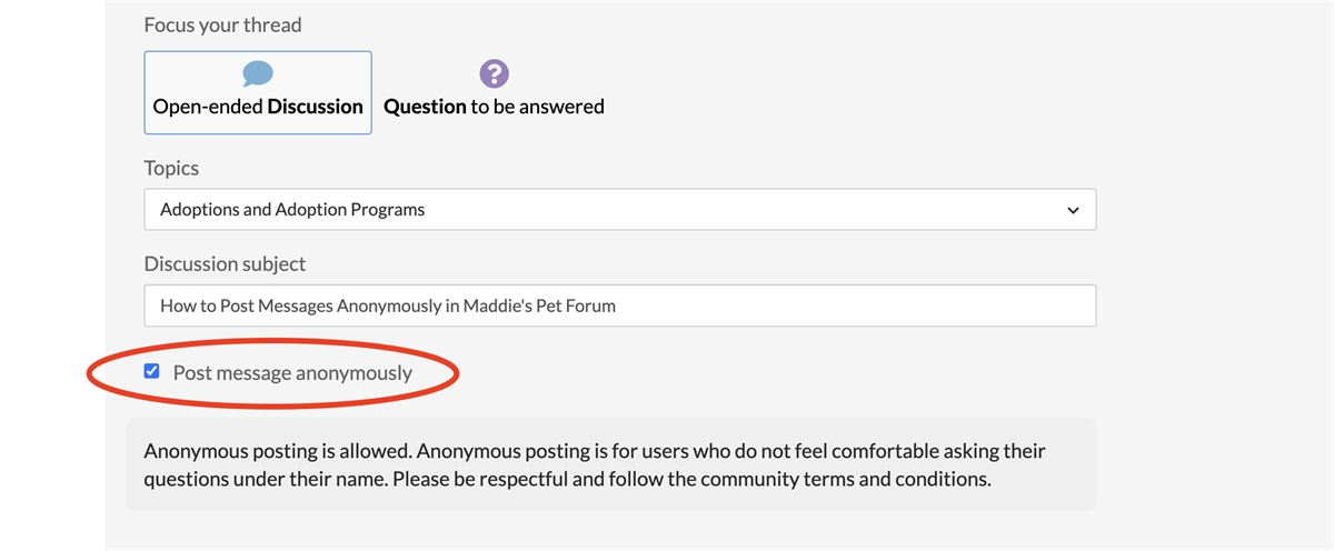 How to Post Messages Anonymously in Maddie's Pet Forum | Forum Support ...