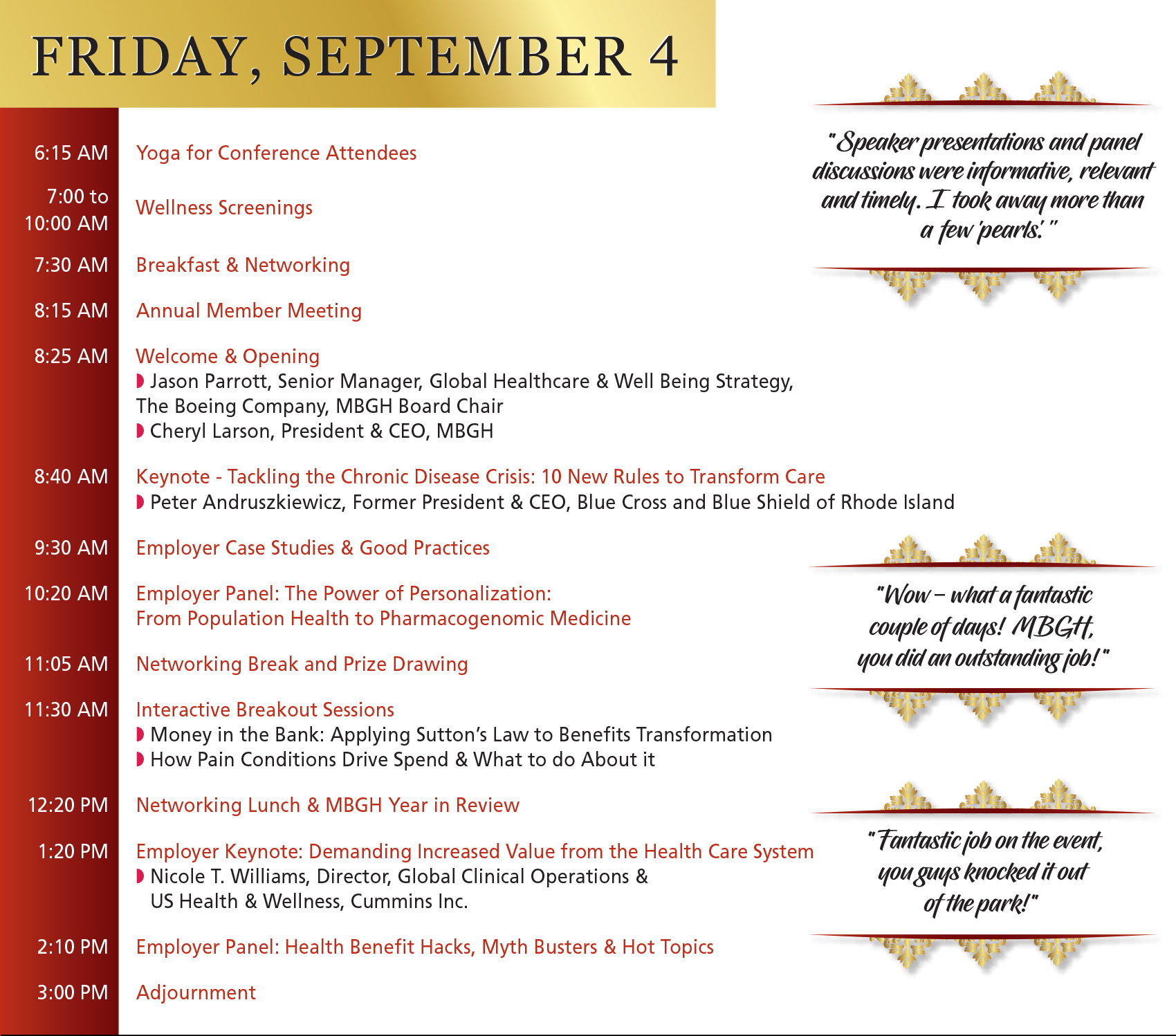 Agenda - MBGH 40th Anniversary Annual Conference