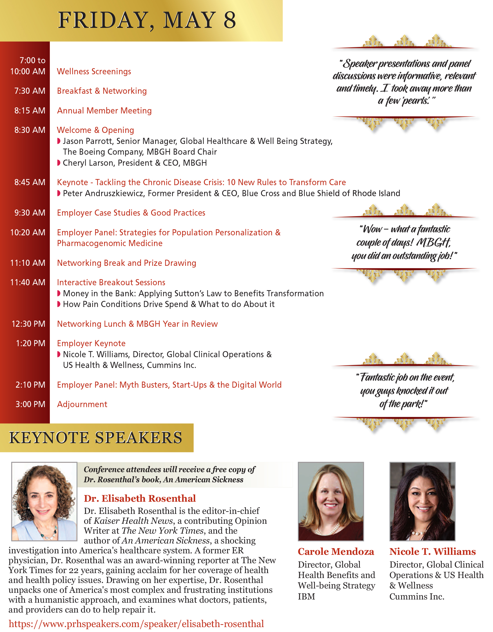 Agenda - MBGH 40th Anniversary Annual Conference