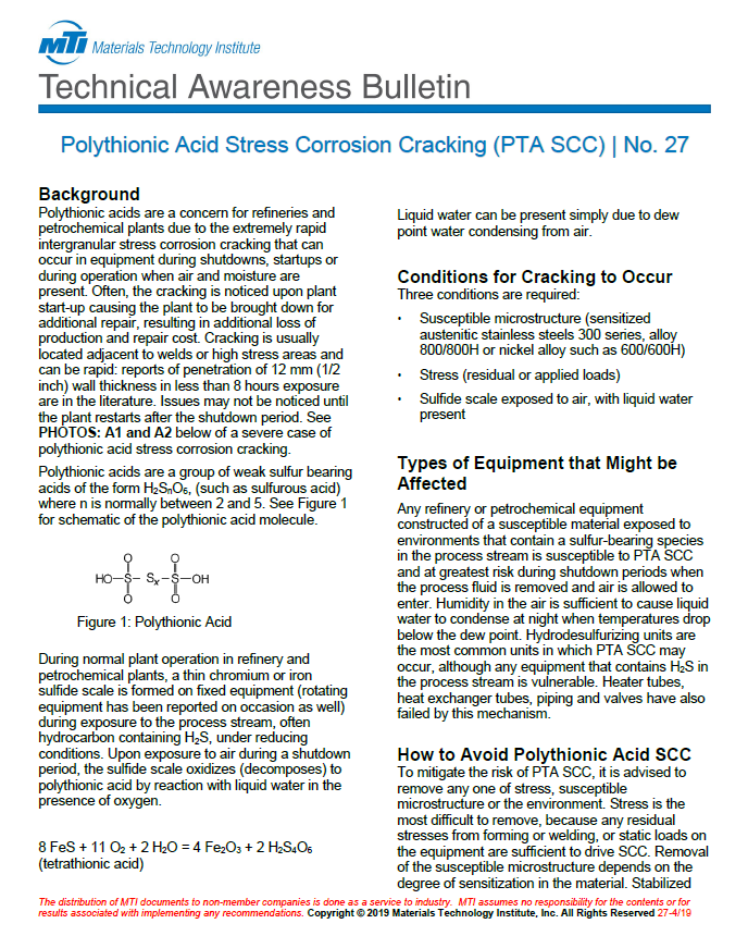TAC Bulletins - Materials Technology Institute Inc