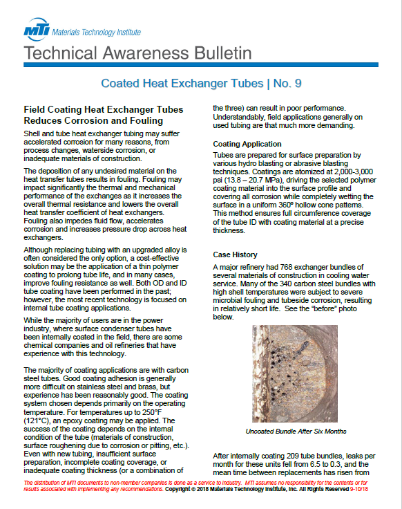 Technical Awareness Bulletins - Materials Technology Institute Inc