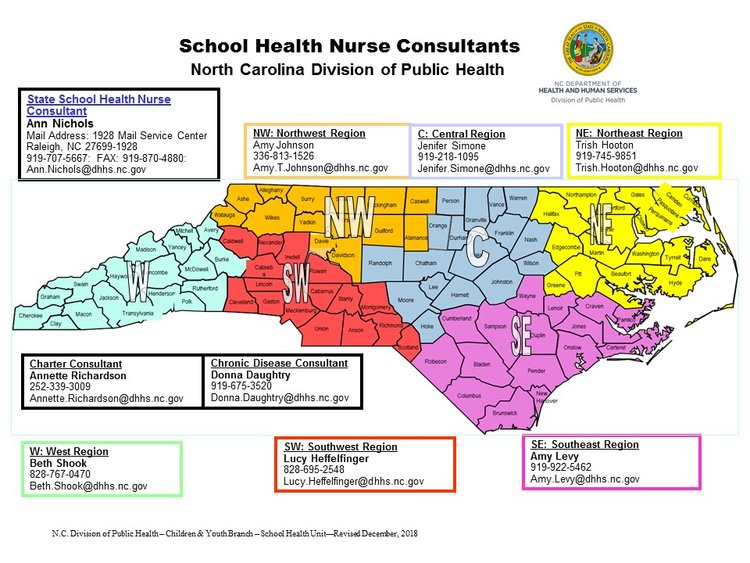Region Map - School Nurse Association of North Carolina