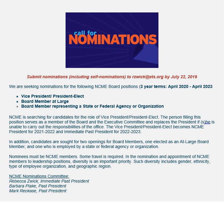 NCME Board Nominations