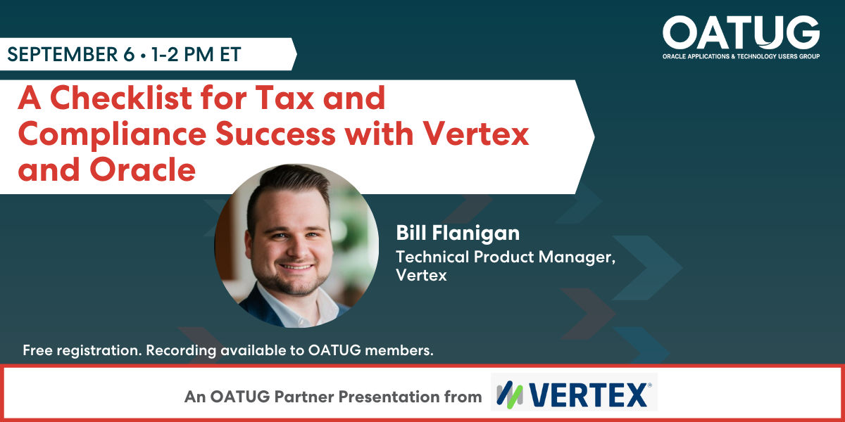 A Checklist for Tax and Compliance Success with Vertex and Oracle ...