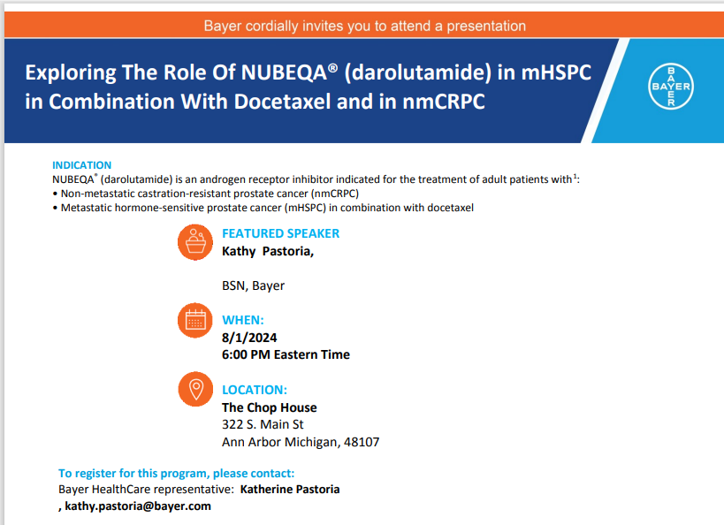 Industry Event: Exploring the Role of Nubeqa (darolutamide)in mHSPC in ...