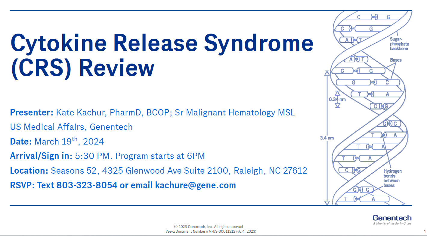 Genentech - Cytokine Release Syndrome (CRS) Review - NorthCarolinaTriangle