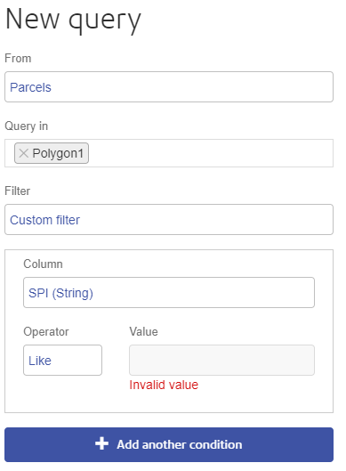 Grayed out value box in custom filter for new query | Spectrum Spatial (SSA/LIM)