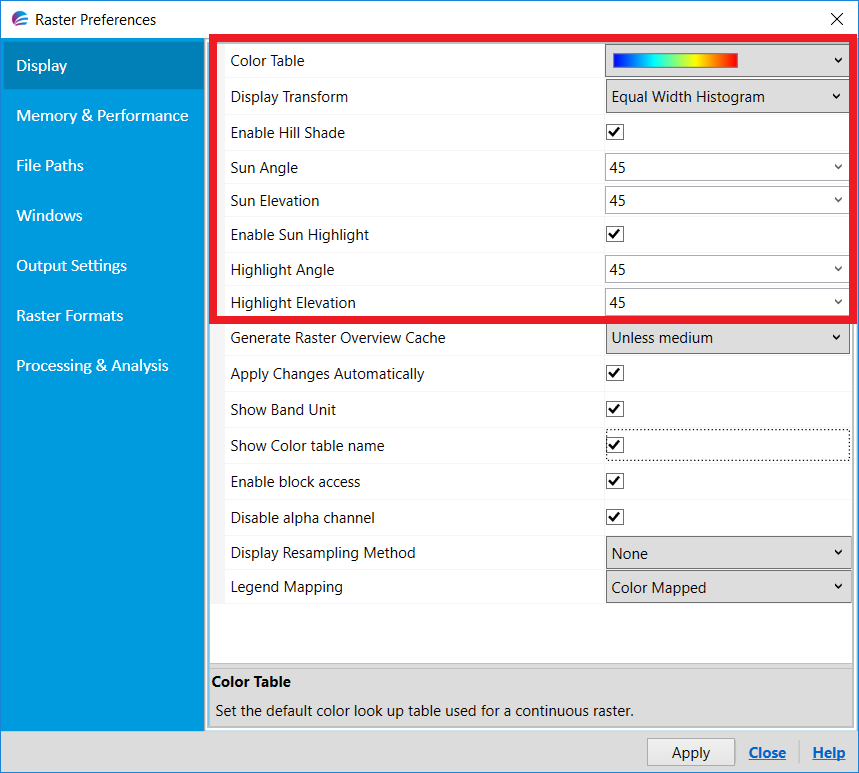 Default Color Table for New Raster Grids | MapInfo Pro