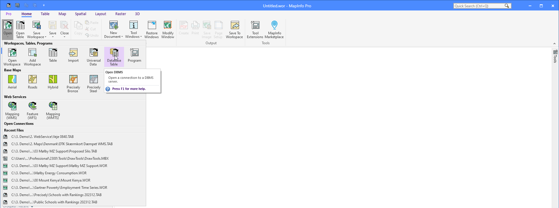 MapInfo Monday: Opening DBMS Tables | MapInfo Pro