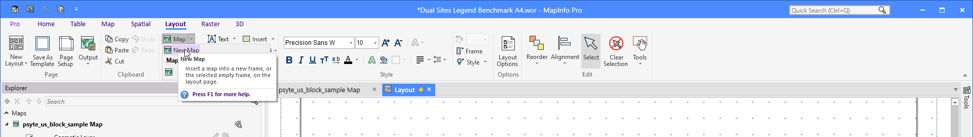 MapInfo Layout frame | MapInfo Pro