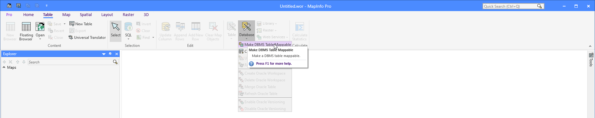 MapInfo Monday: Making DBMS Tables Mappable | MapInfo Pro