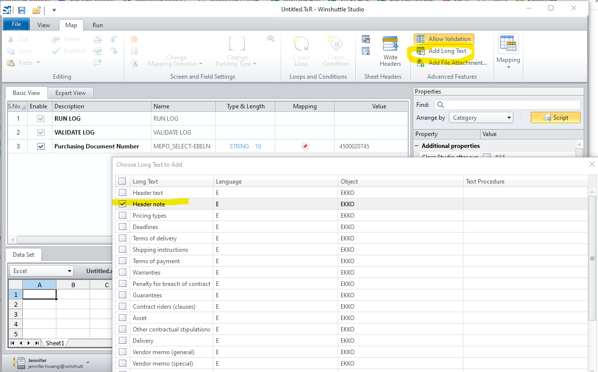 ME21N - Create Purchase Order with Header Note | Automate