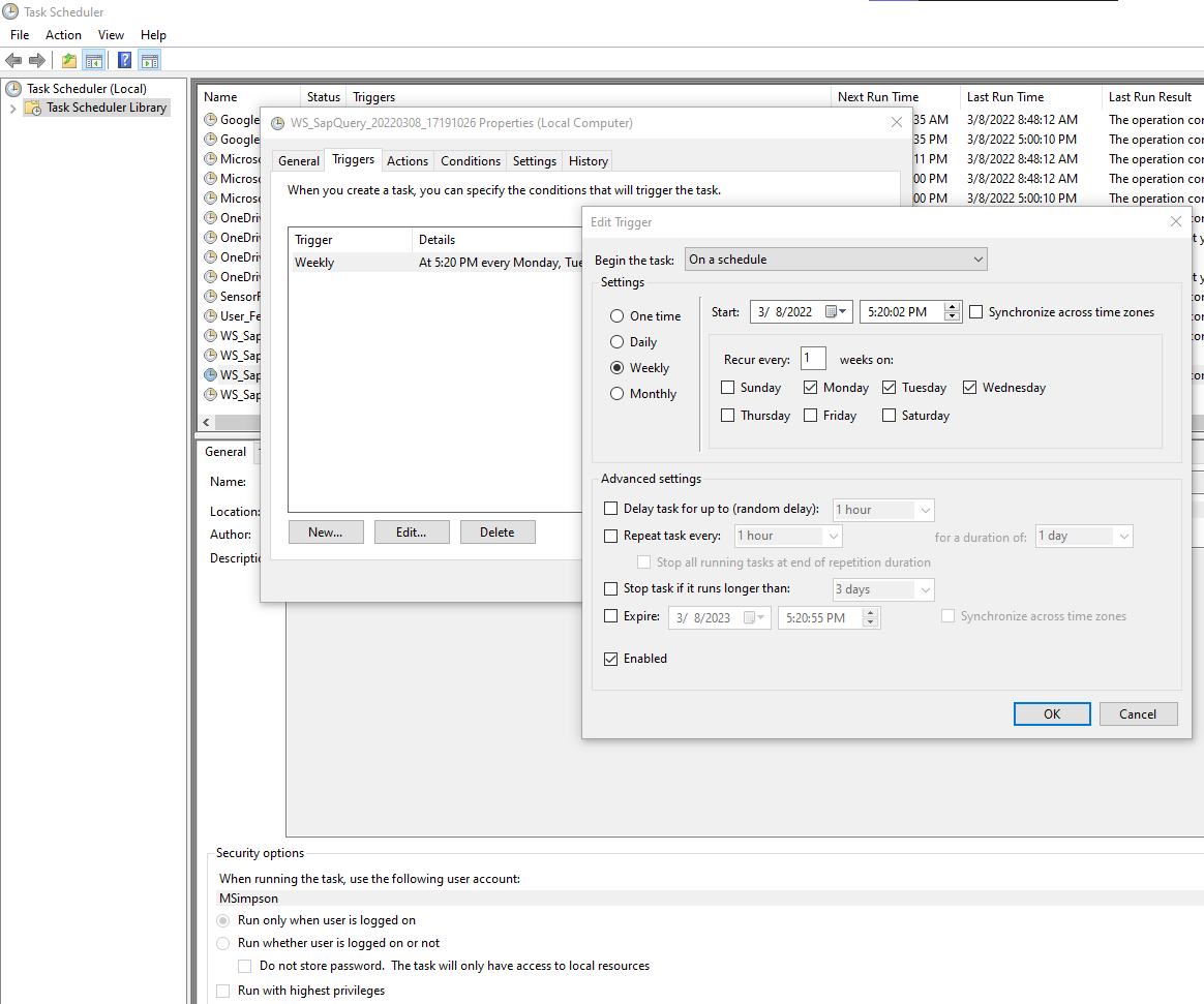 Editing Schedule Tasks - Error | Automate