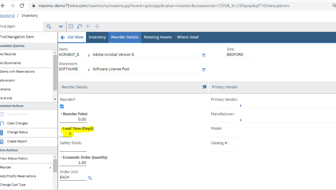 Lead Time | Maximo Open Forum