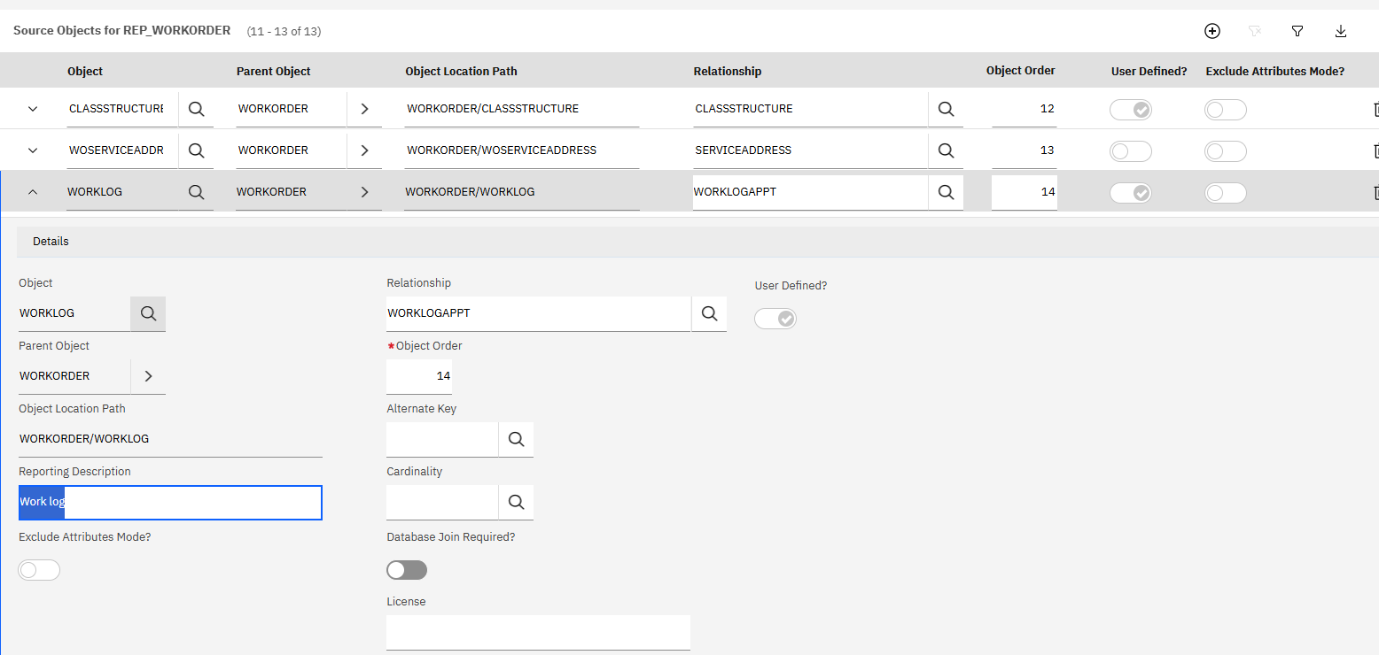 Work order details reporting object structure | Maximo Open Forum