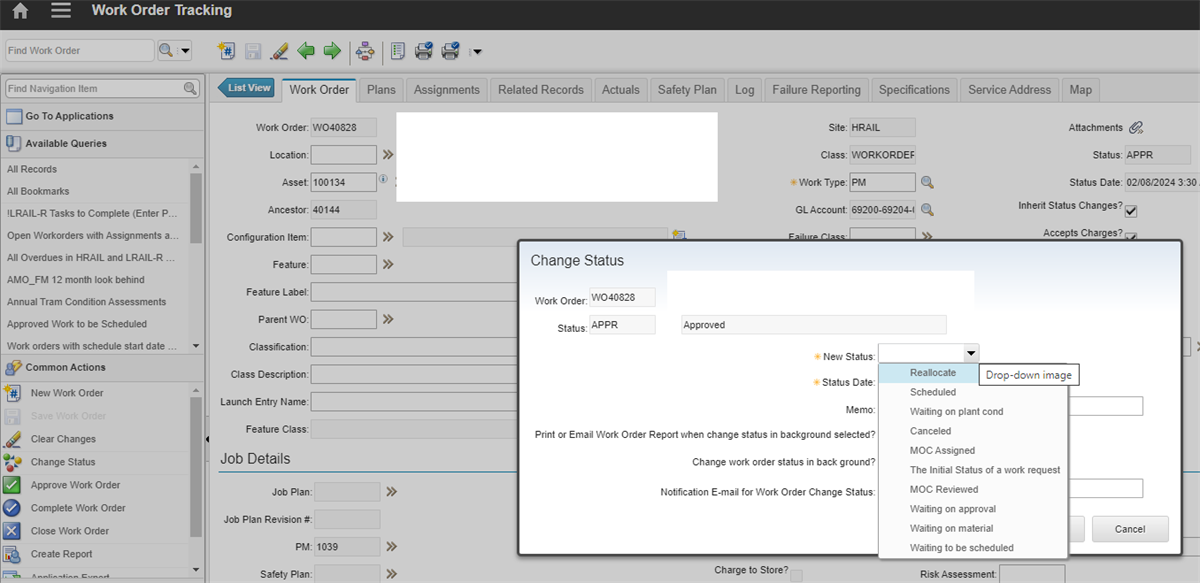 workorder status different between "Quick Reporting" and Work Order ...