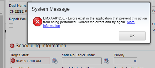 Automation Script method to prevent TARGSTARTDATE validation | Maximo Open Forum
