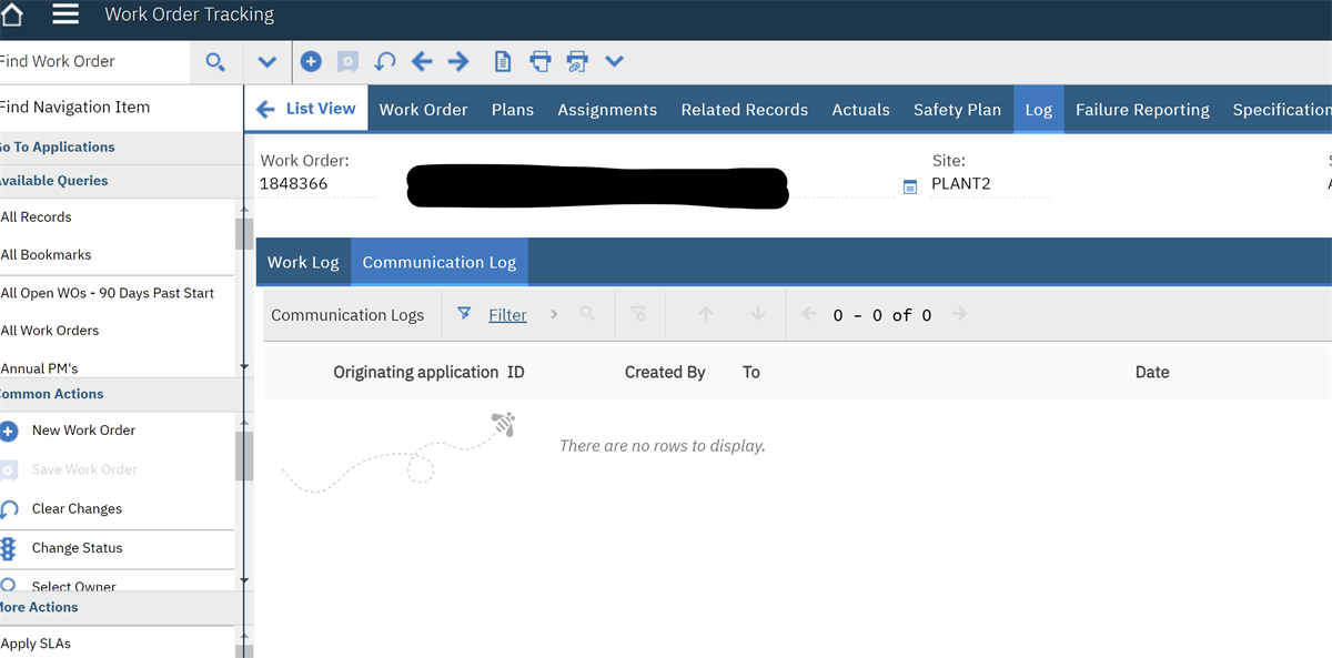 Communication Log withing Work Order Tracking | Maximo Open Forum