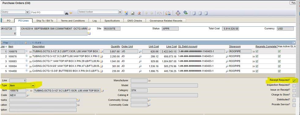 LINE TYPE OF INVOICE IS ADDED TO Material RECEIPT in Receiving ...