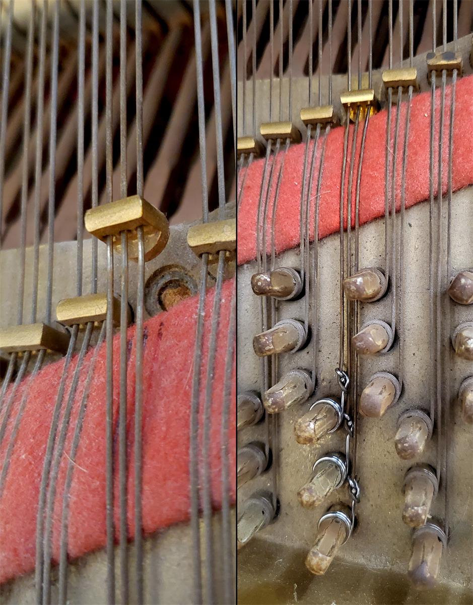replace trichord agraffe and save the strings? | Pianotech