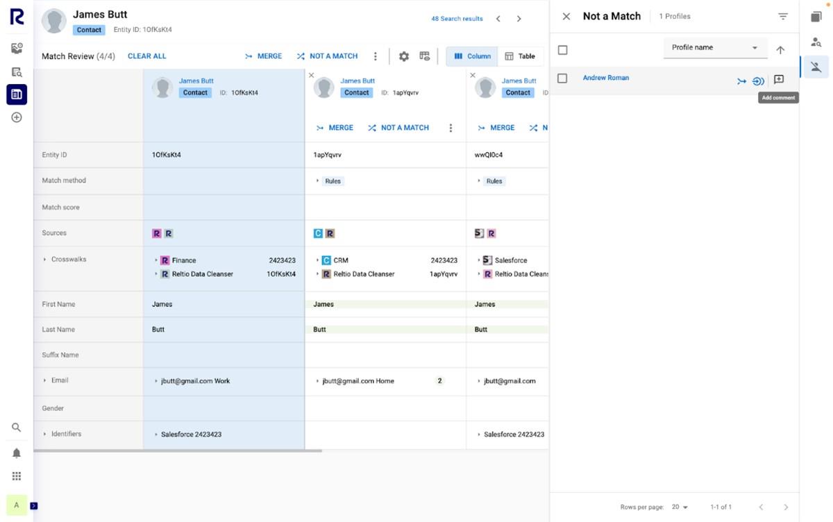 Reltio New UI Profile Page & Related Perspectives
