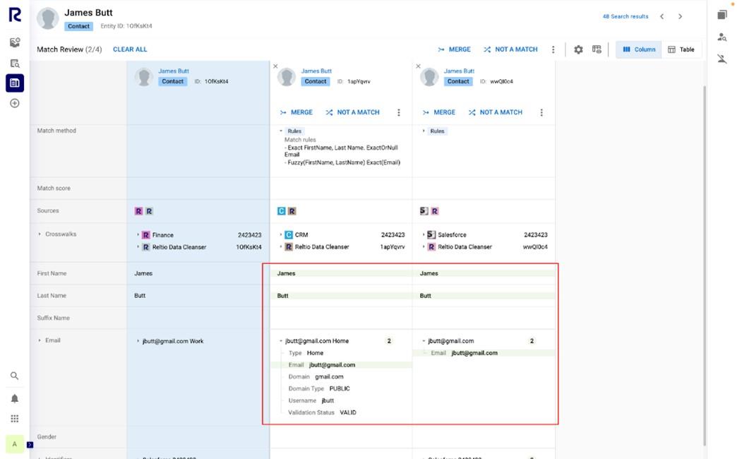 Reltio New UI Profile Page & Related Perspectives