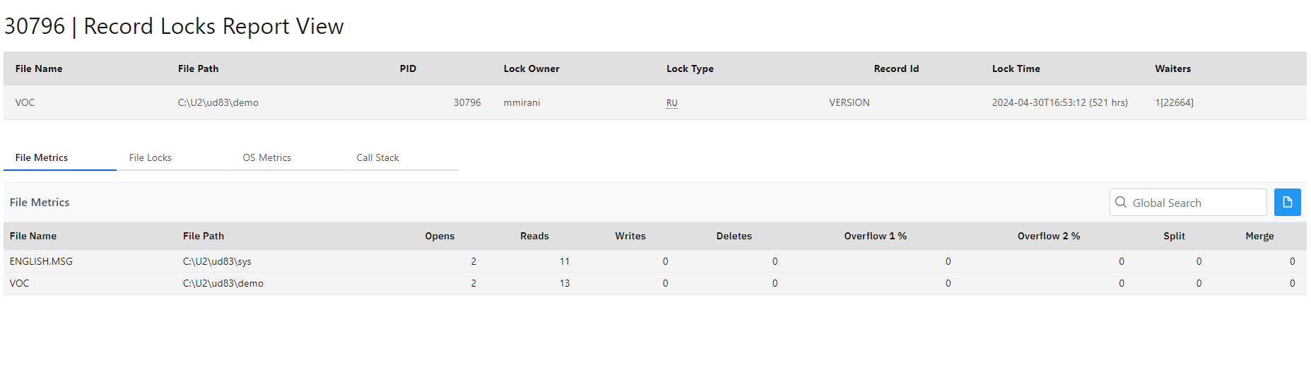 Getting users that are locking a file | Rocket U2 | UniVerse & UniData