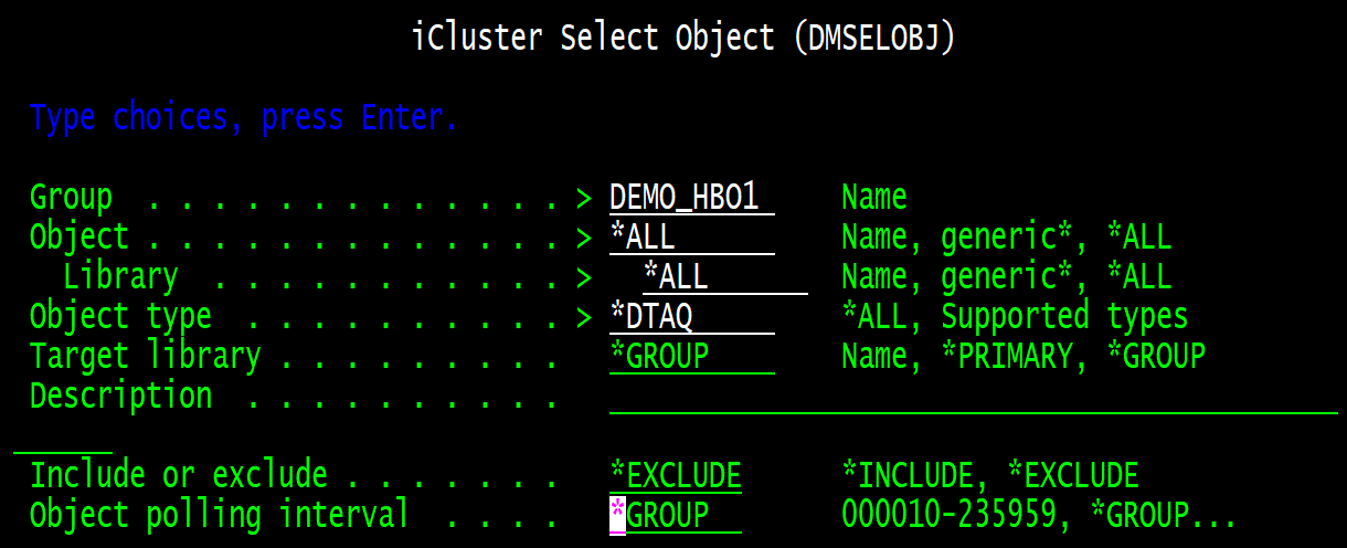 Adding EXCLUDE spec to an existing group | Rocket iCluster