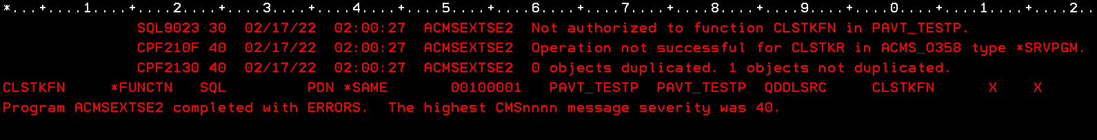 Authorization error when extracting a service program. | Rocket DevOps ...