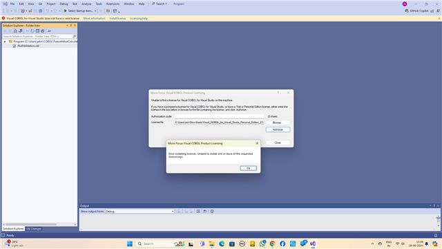Licensense error while opening a COBOL file. | Rocket® Visual COBOL ...