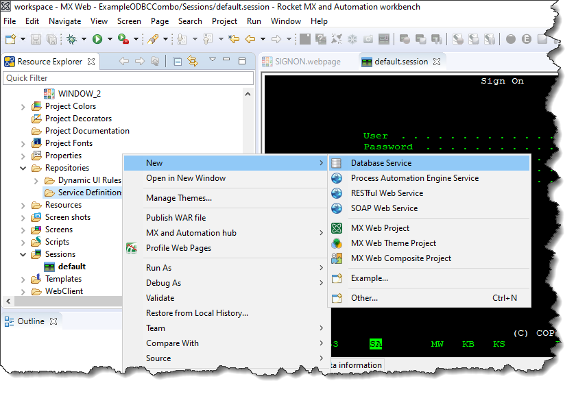 Creating a Database Service | Rocket Modern Experience (formerly LegaSuite)