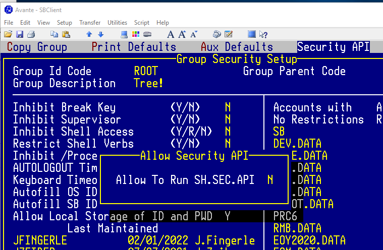 What is SH.SEC.API? | MultiValue Tools