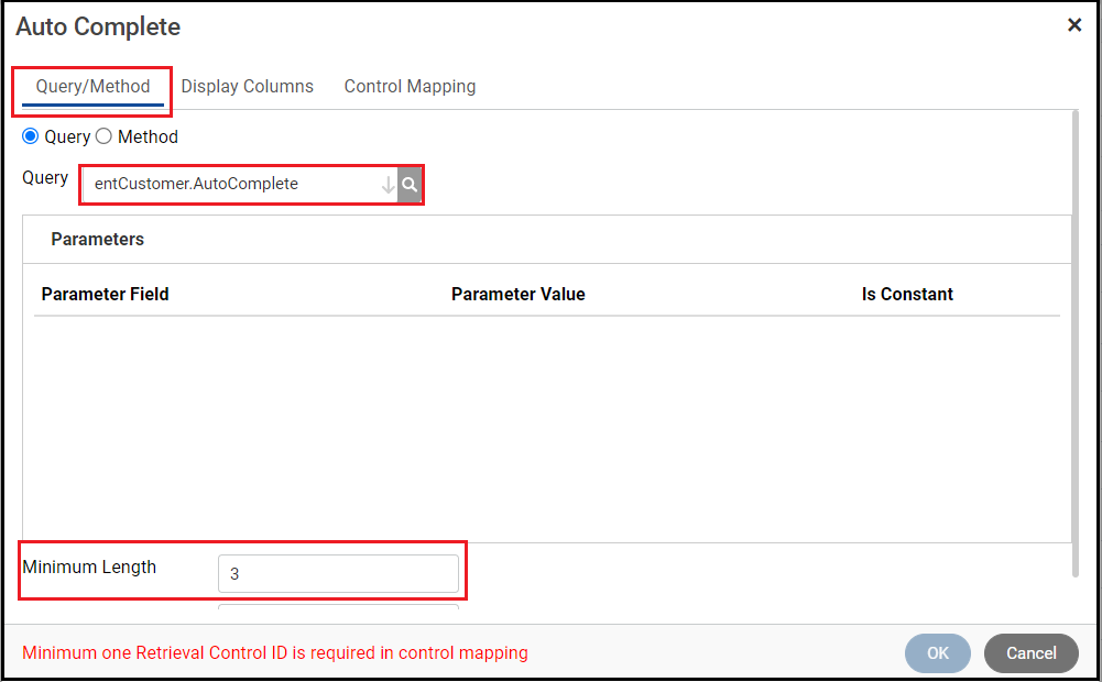 Configure Auto Complete and Auto Populate